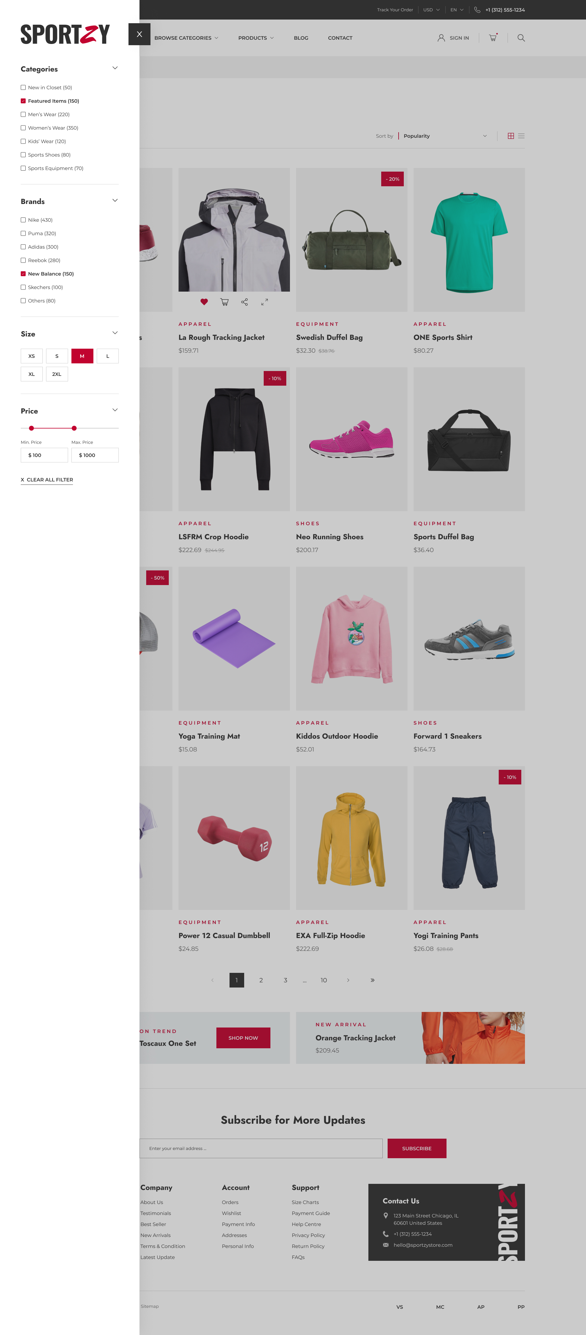 Sportzy - Sportswear E-Commerce Website Design UI Figma Template by peterdraw